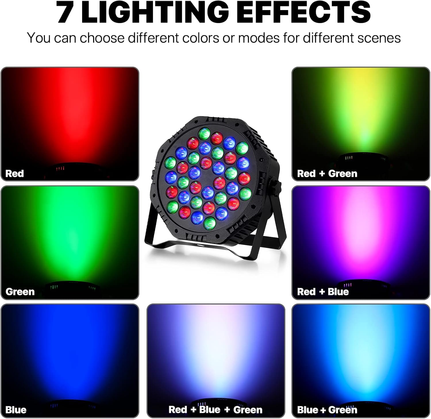 EBXYA – Luces LED de fiesta 36 luces LED 7 colores efectos de ...
