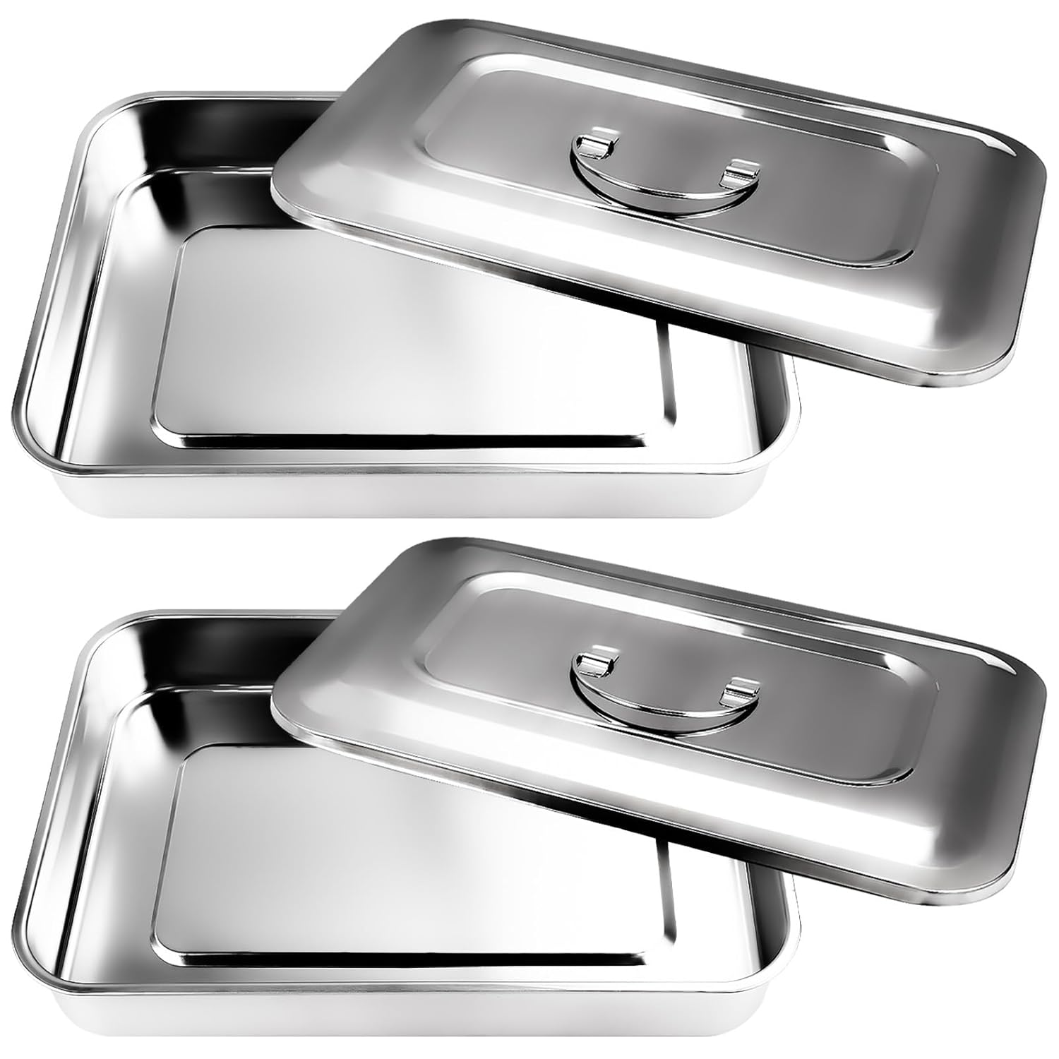 Amazon.com: 2 Pcs Medical Surgical Metal Trays 201 Stainless Steel ...