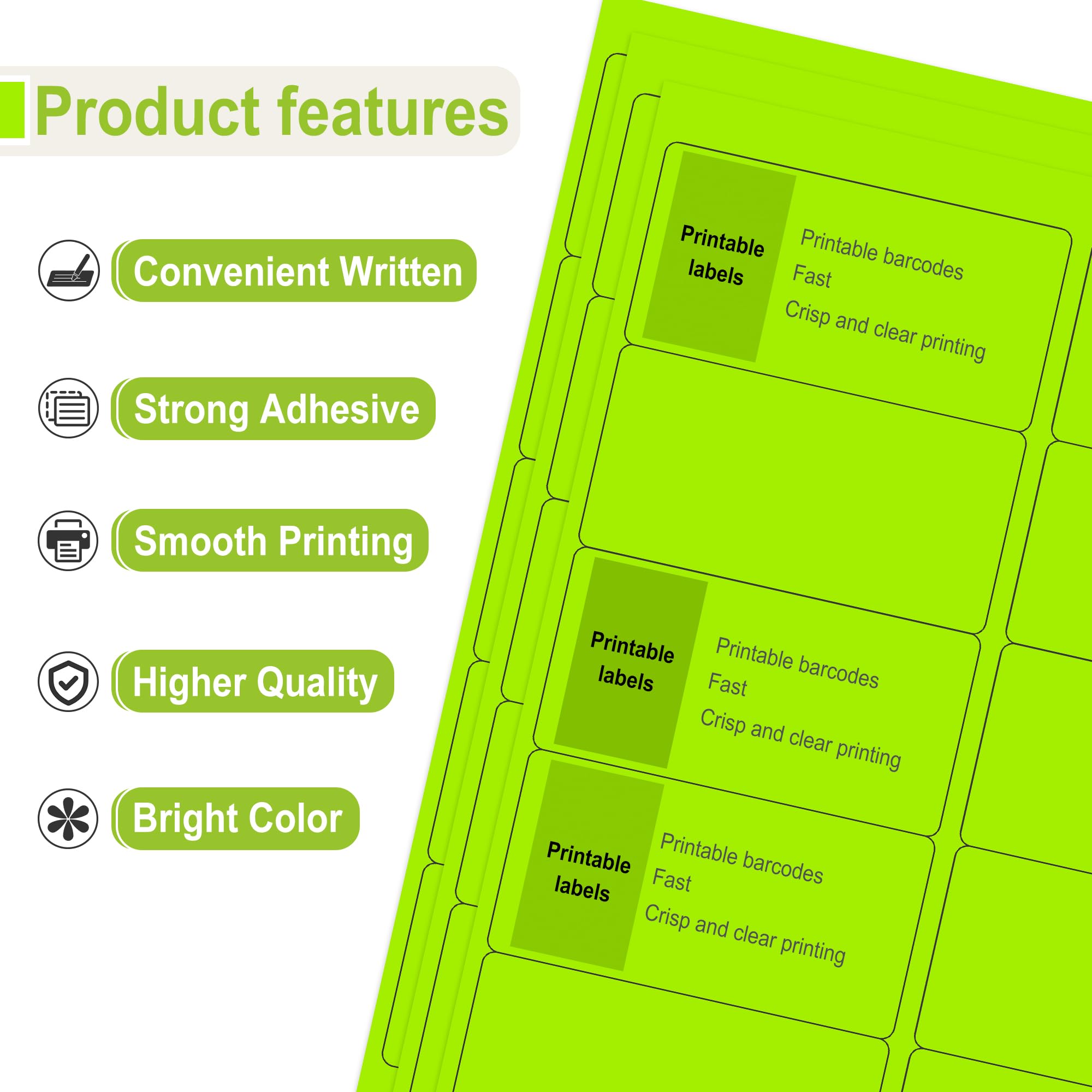 Snapklik.com : L LIKED 300 Fluorescent Green Labels, 2"X4" Neon Colored ...