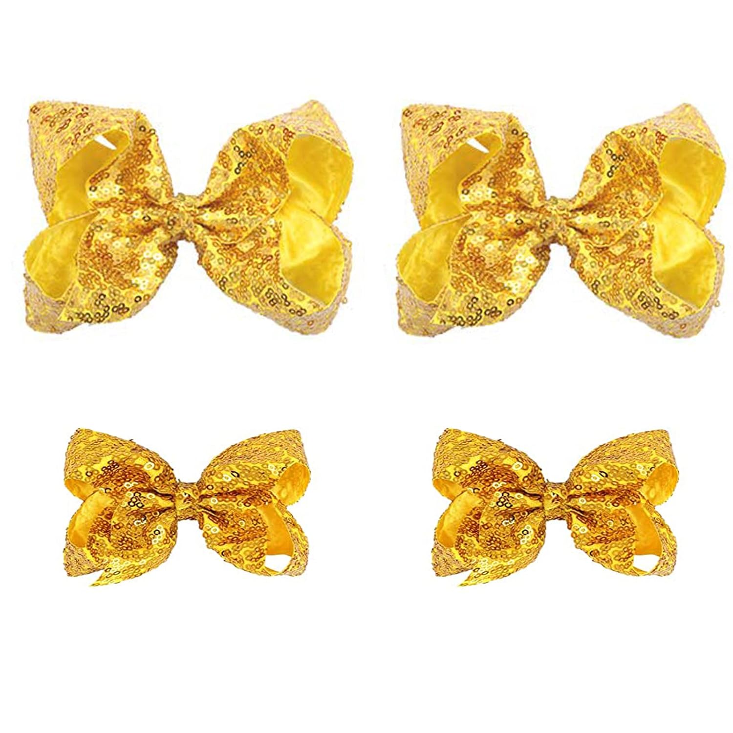 Amazon.com: Glitter Gold Bows for Girls,4PCS Big Sparkly Sequin Hair ...