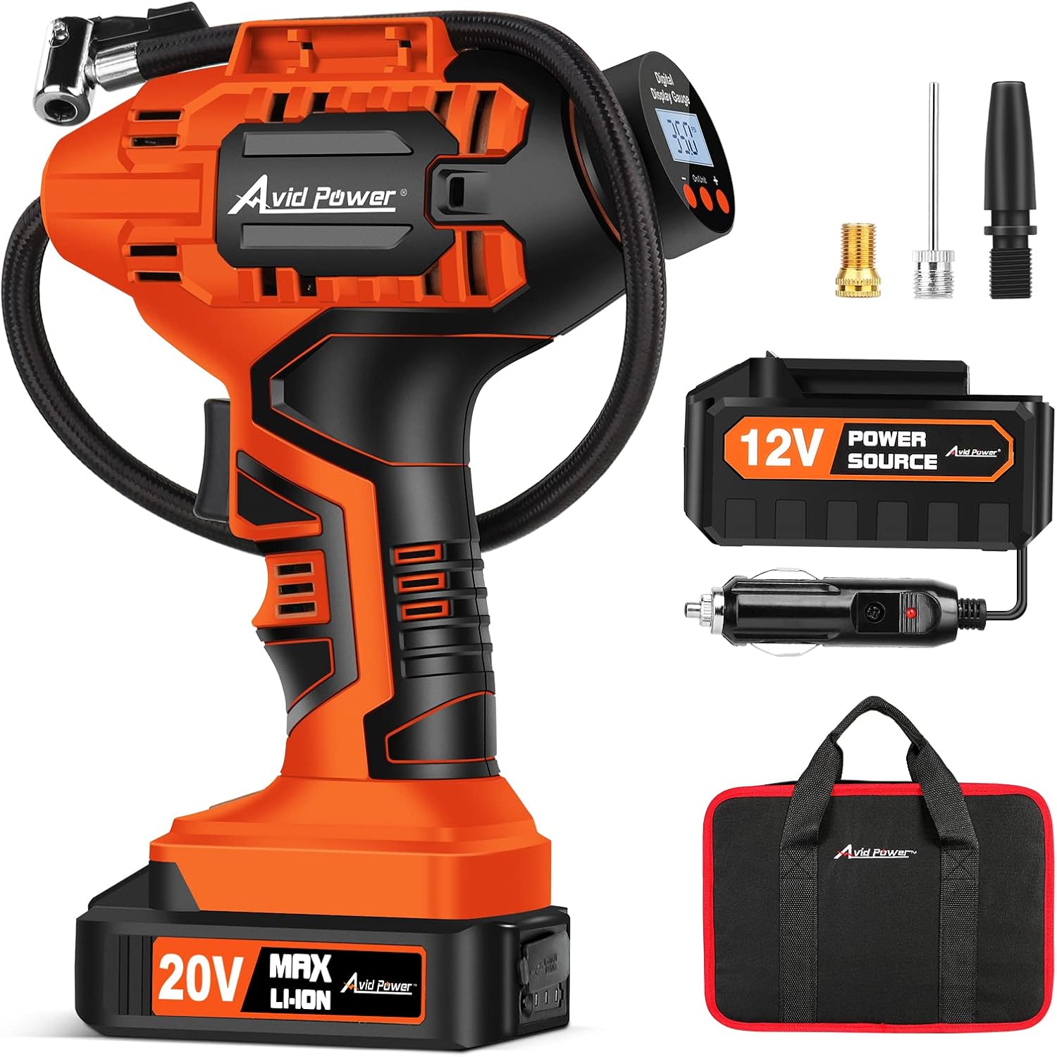 Amazon.com: Avid Power Tire Inflator Air Compressor, 20V Cordless Car ...