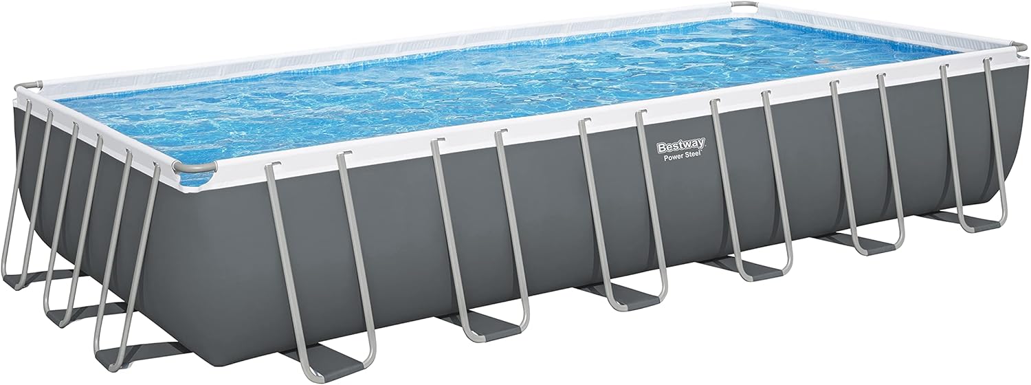 Bestway Power Steel Swimming Pool Complete Set | Above Ground Rectangle ...
