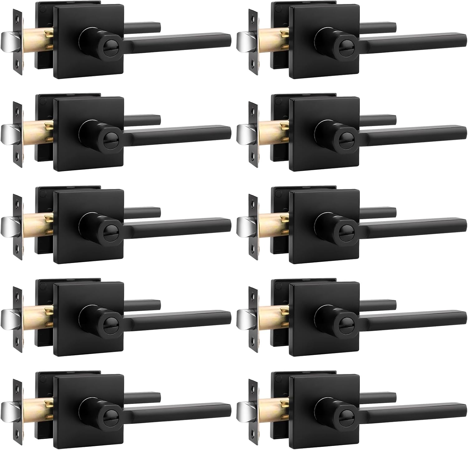 Amazon.com: Probrico Privacy Black Door Handle Interior Lockset Heavy ...