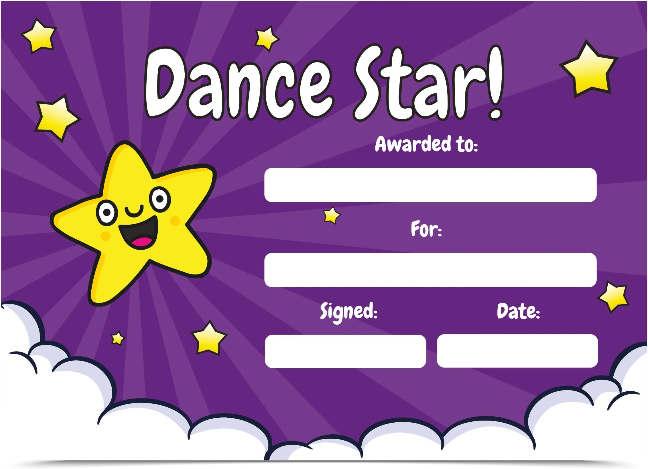 20 Dance Star Reward Certificates (A5), dance teacher certificates for ...