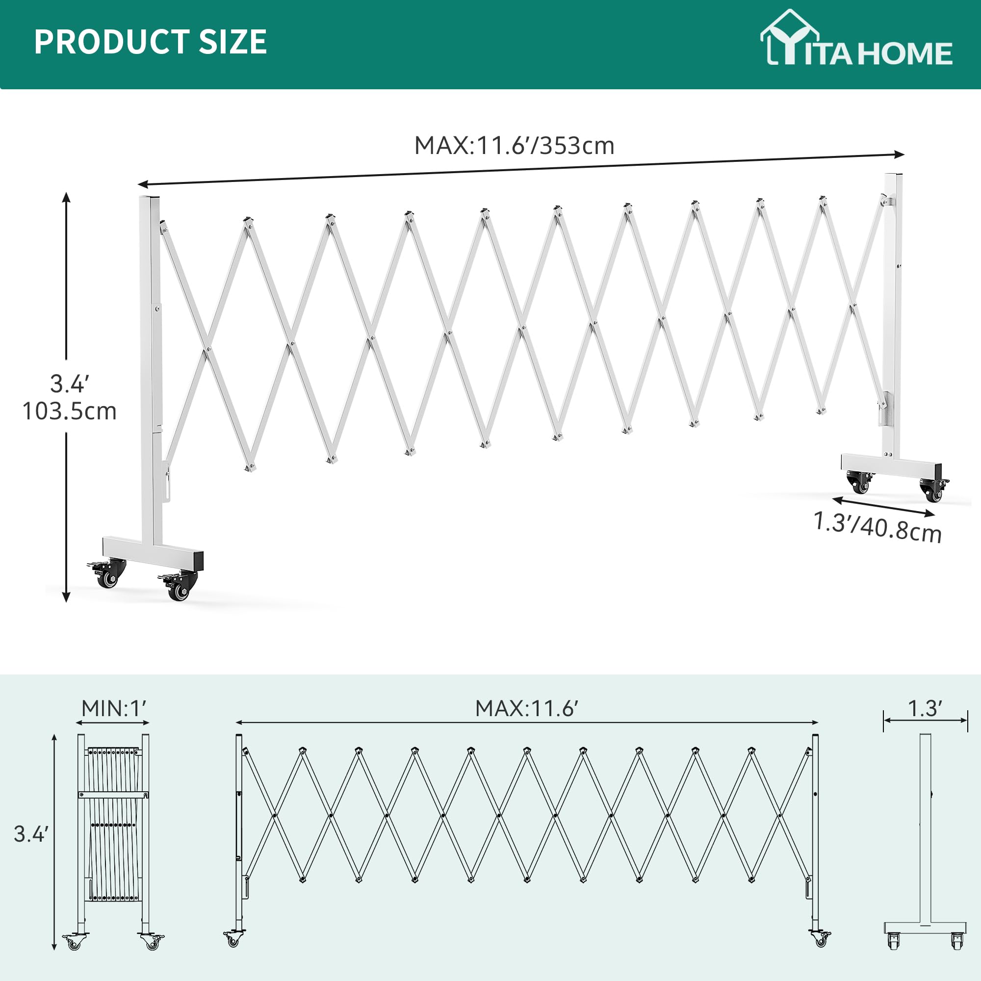 Snapklik.com : YITAHOME Metal Expandable Mobile Barricade Gate Outdoor ...