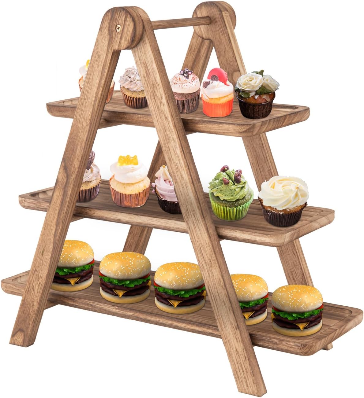 Amazon.com: 5 PCS Wooden Cake Stand Set, 3 Tiers 2 Tiers Round Cupcake ...