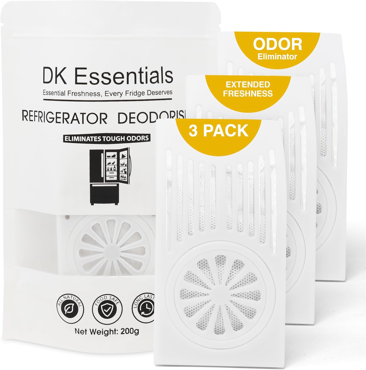Kitchen Essential (3 pack) Fridge Deodorizer - Natural Bamboo Charcoal ...