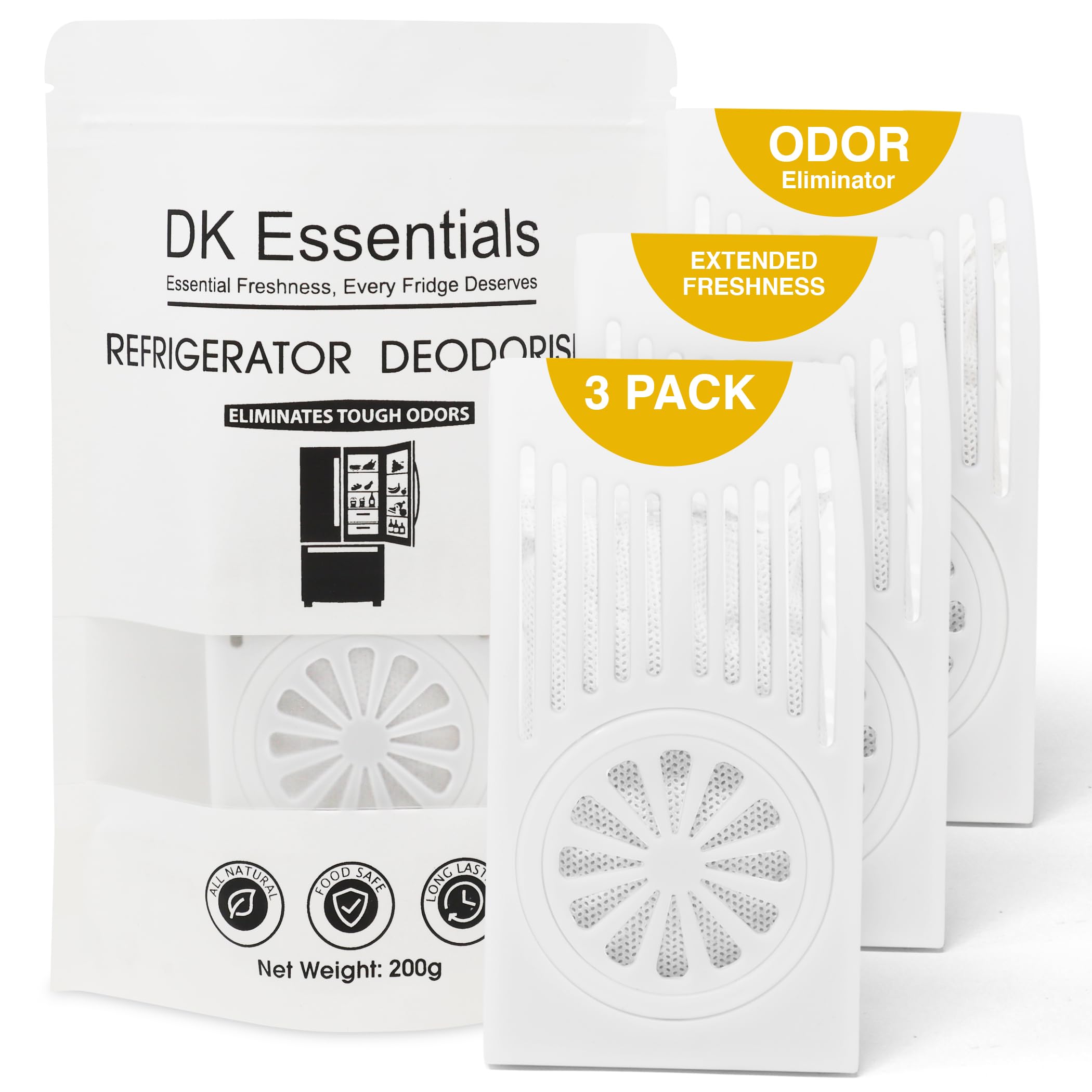 Kitchen Essential (3 pack) Fridge Deodorizer - Natural Bamboo Charcoal ...