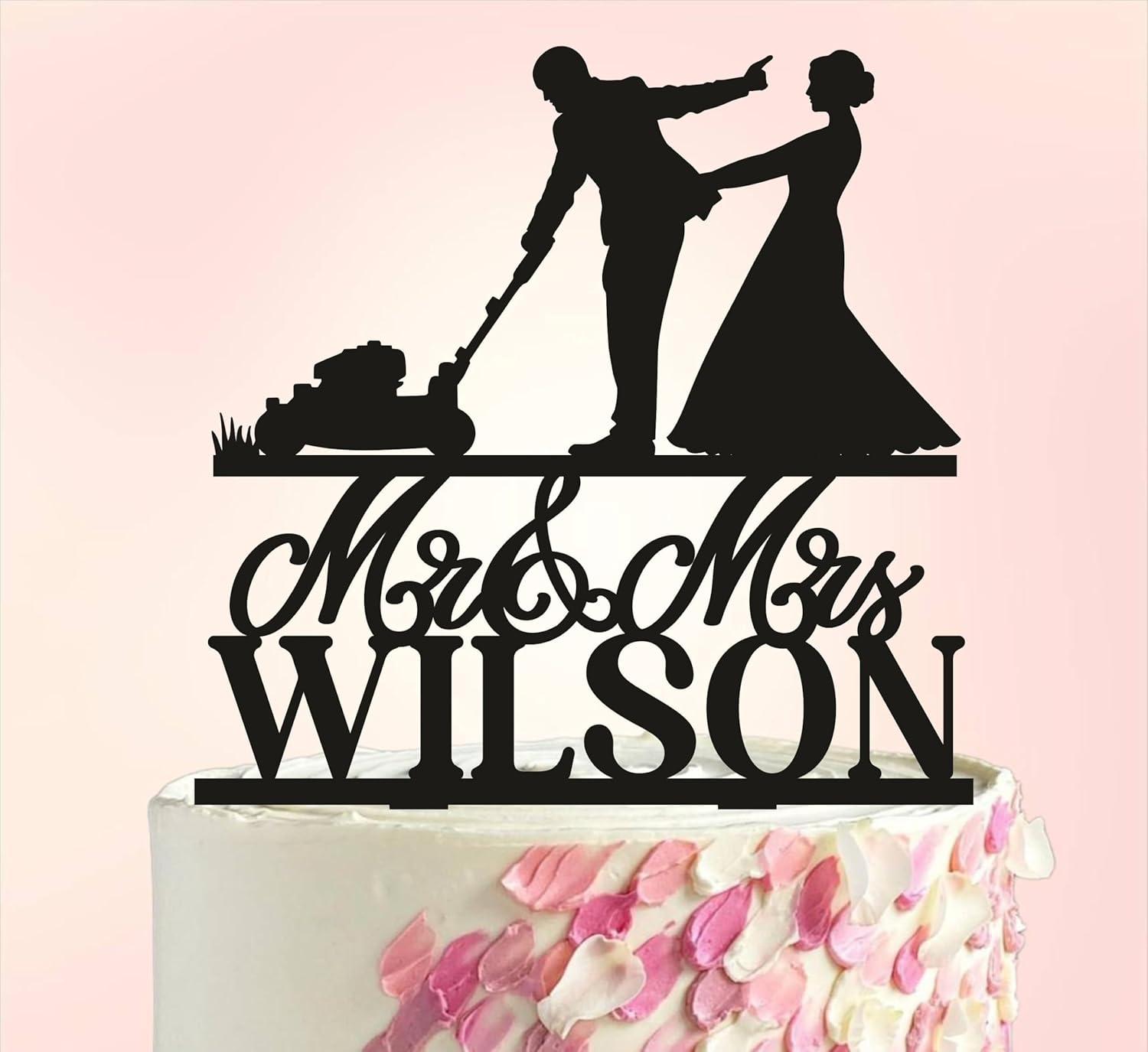 Amazon.com: QILSWJJS Gardening Wedding Cake Topper, Lawn Mower Wedding ...