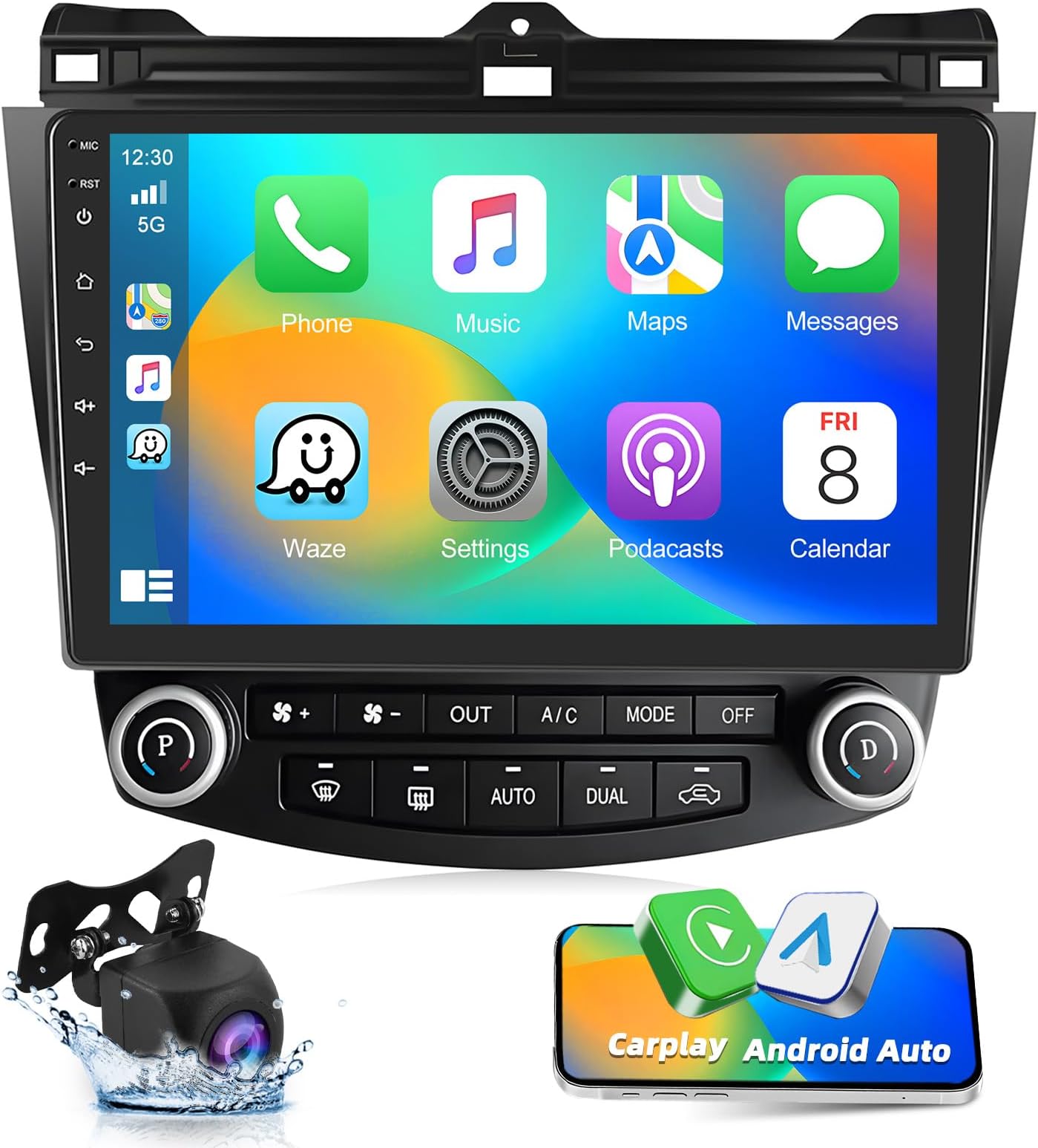 Amazon.com: Podofo Wireless CarPlay Car Stereo Radio for Honda Accord ...