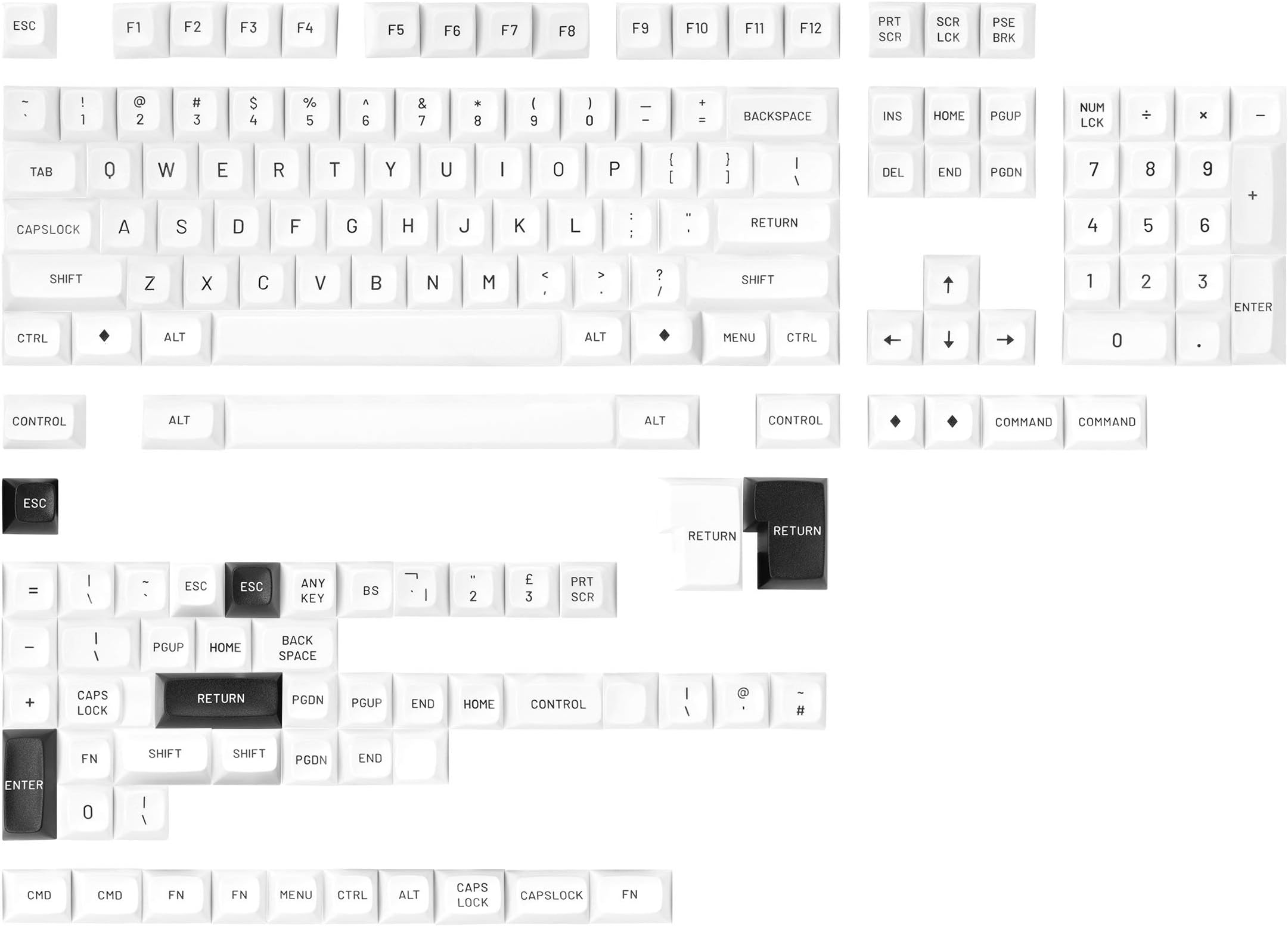 Amazon.com: DROP MT3 Black-on-White Keycap Set, ABS Hi-Profile Keycaps ...