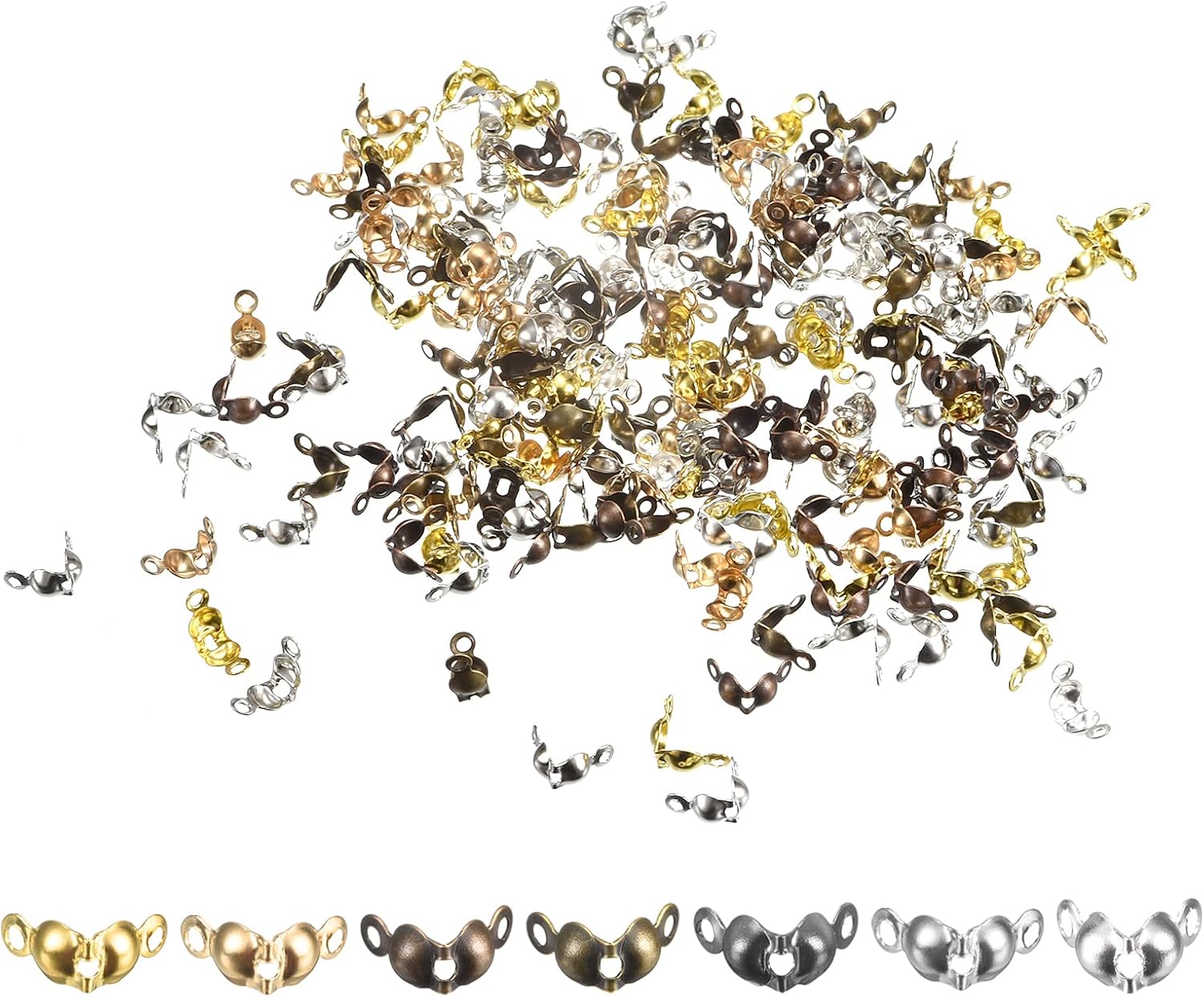 Amazon.com: uxcell 200Pcs Open Bead Tips Knot Covers, 1.3mm Metal ...