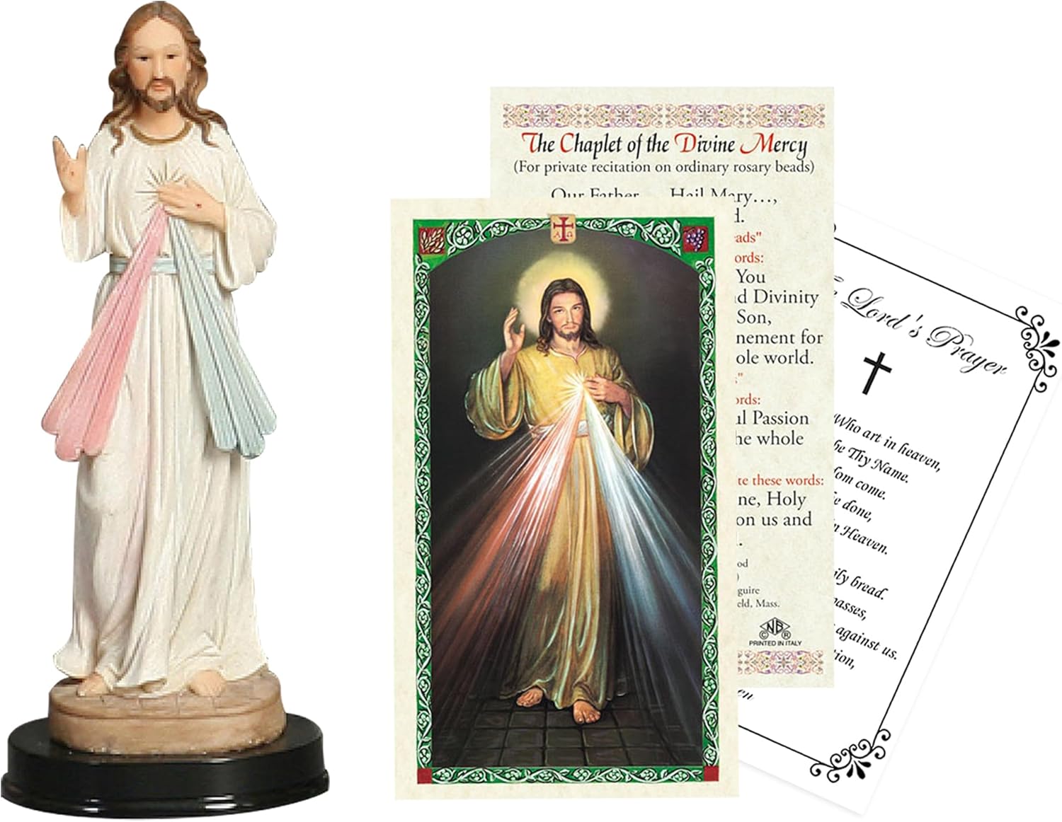 Amazon.com: Divine Mercy Statue - Laminated Divine Mercy Chaplet Prayer ...
