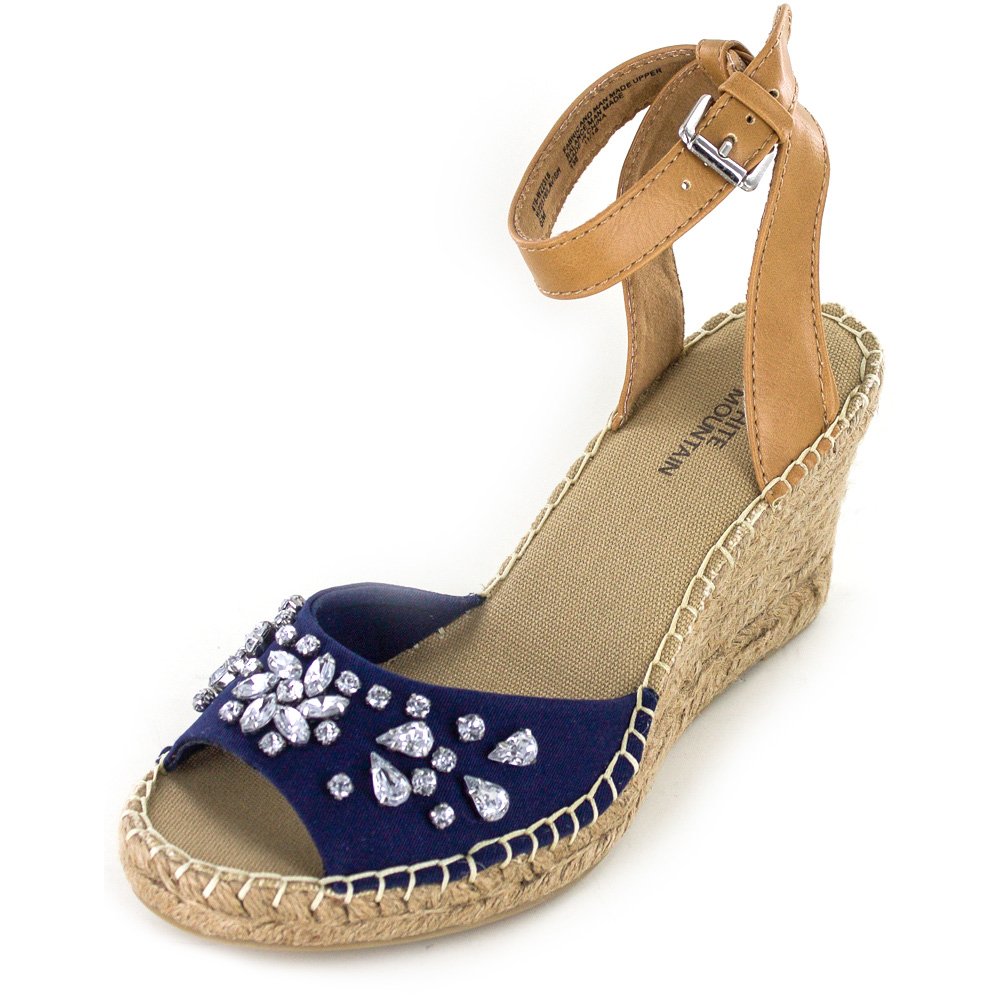 Buy White Mountain Women's Lavish Espadrille Wedge Sandal, Navy, 7.5 M ...