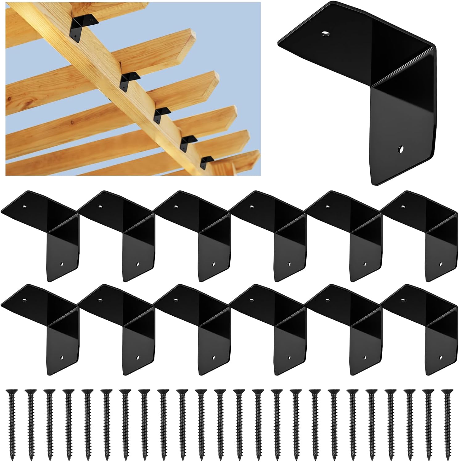 Amazon.com: MorningRo 24 Pcs Black Pergola Hardware Rafter Clips ...