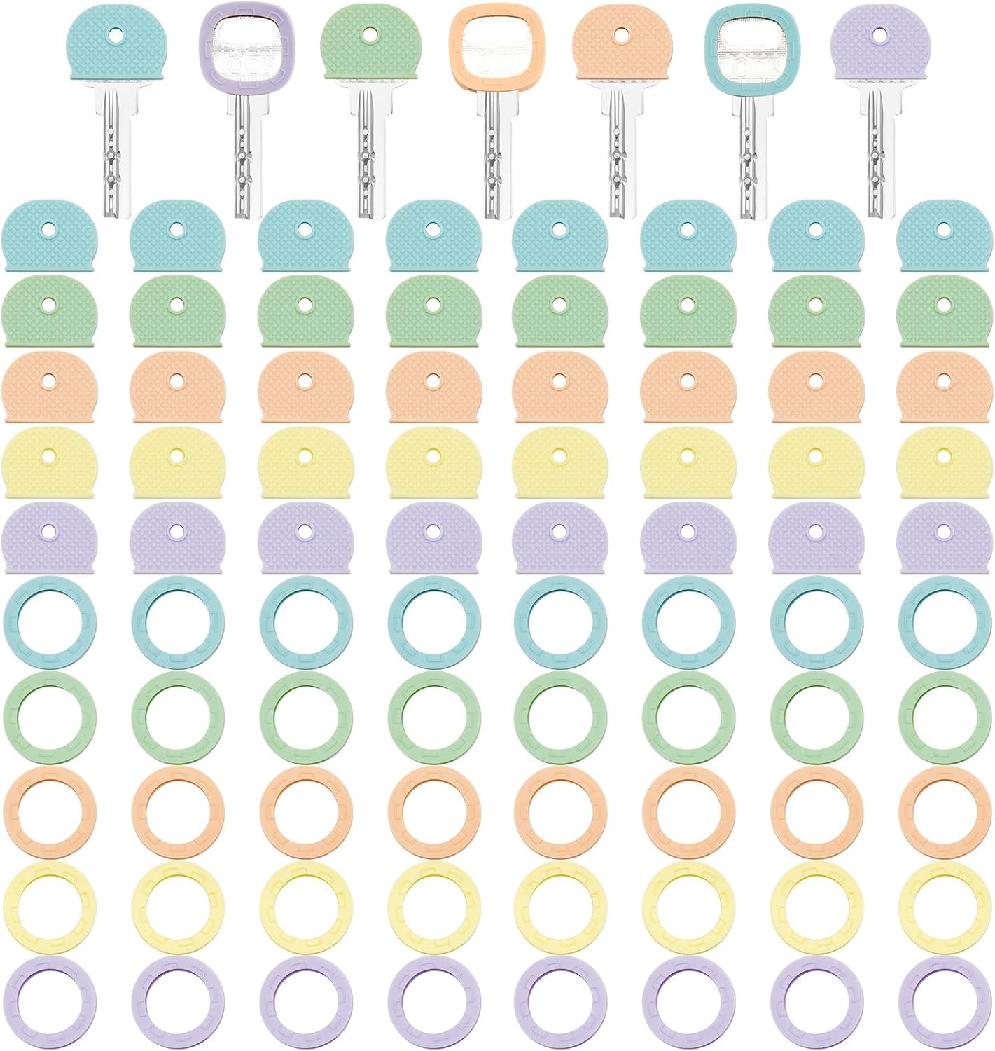 Amazon.com : Blulu 80 Pieces Key Covers Caps Color Key Caps Tags Covers ...
