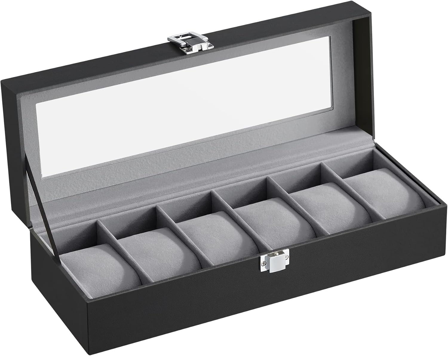 Amazon.com: SONGMICS Watch Box, 6-Slot Watch Case with Large Glass Lid ...