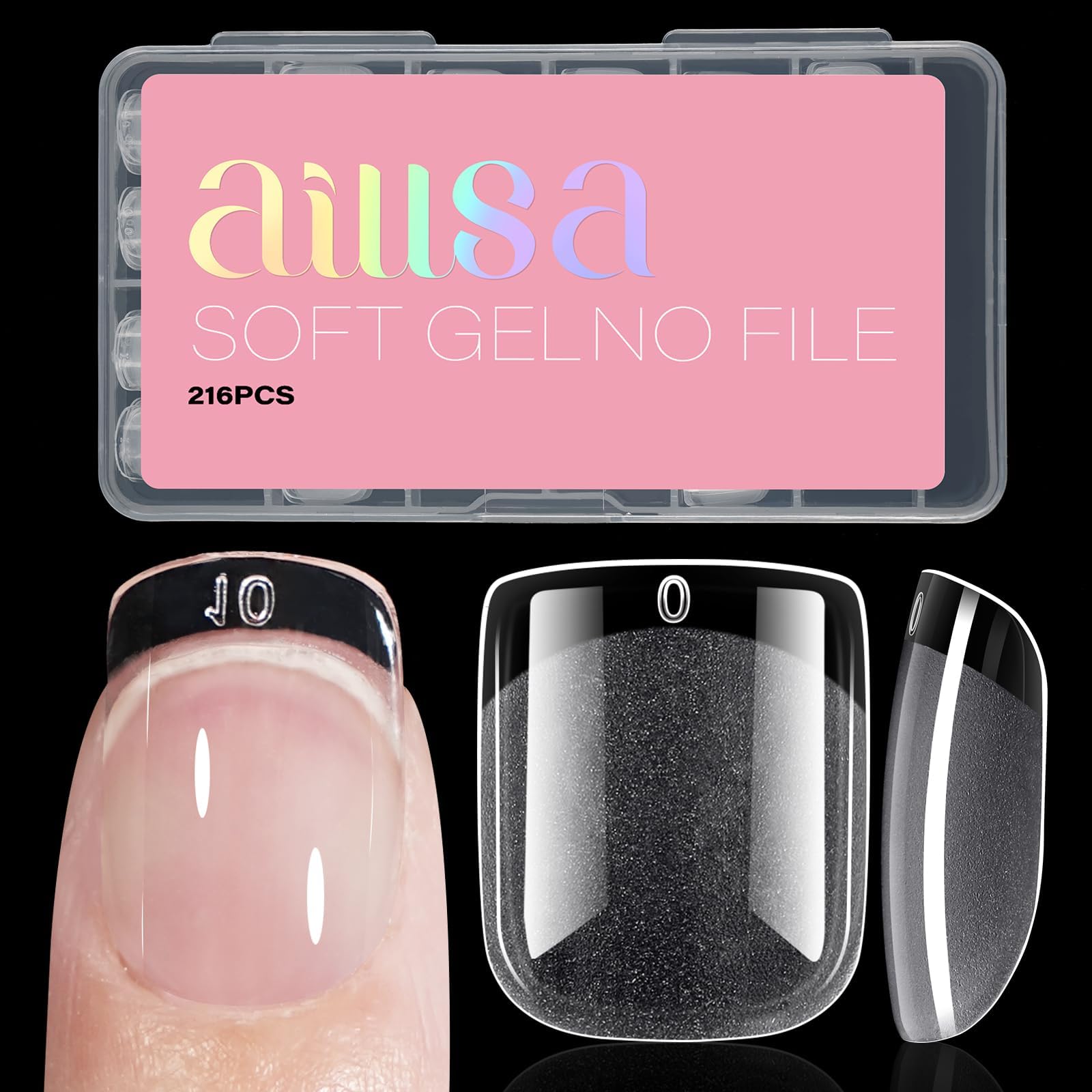 Amazon.com: AILLSA Extra Short Square Nail Tips Soft Gel Full Cover ...