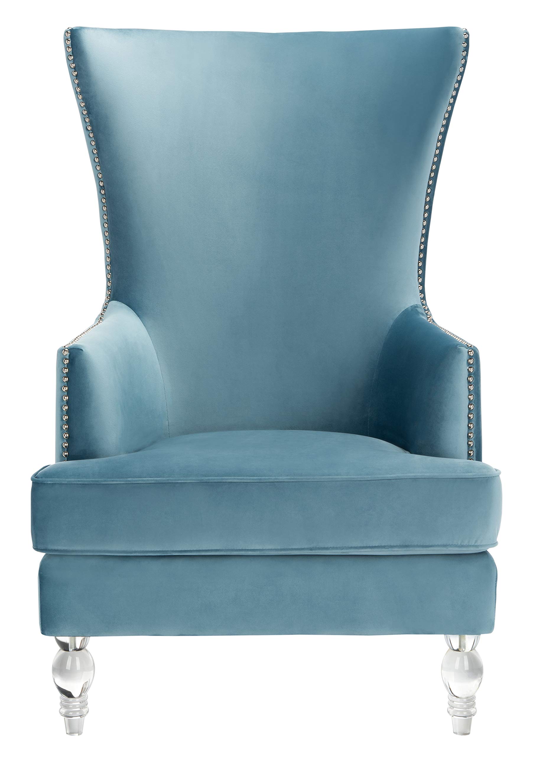 Safavieh Couture Home Geode Modern Glam Light Blue Velvet Wingback Chair