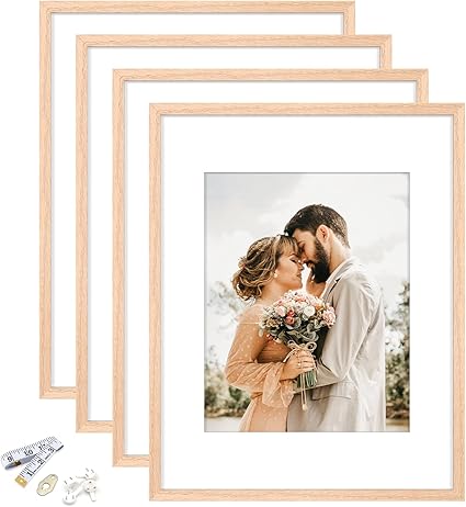 Amazon.com - 11x14 Picture Frame, Solid Oak Wood Frame 8x10 with Mat or ...