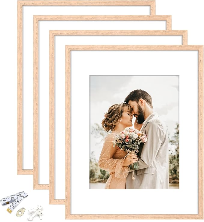 Amazon.com - 11x14 Picture Frame, Solid Oak Wood Frame 8x10 with Mat or ...
