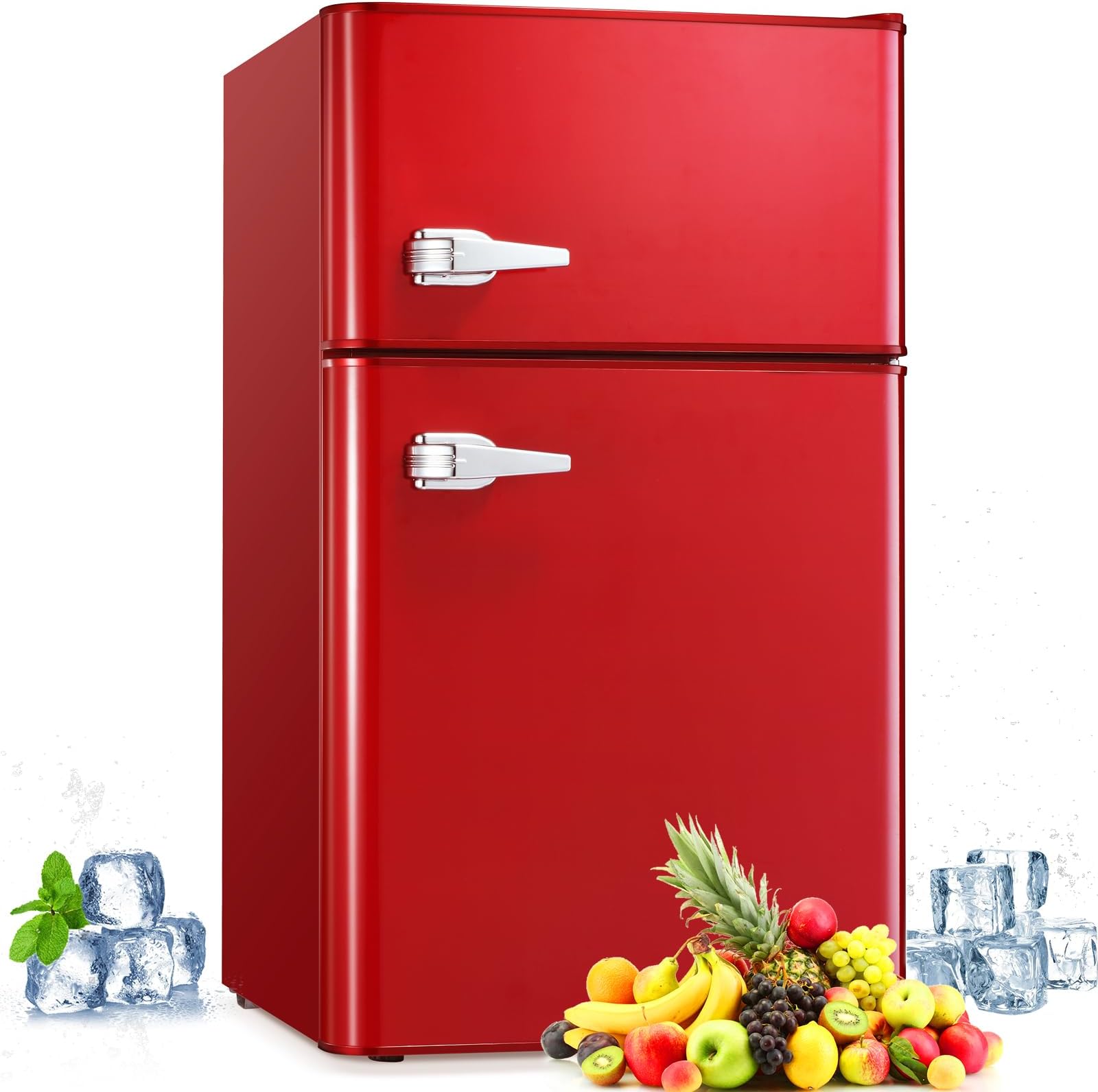 Amazon.com: KRIB BLING Mini Fridge With Freezer,Refrigerator With 2 ...