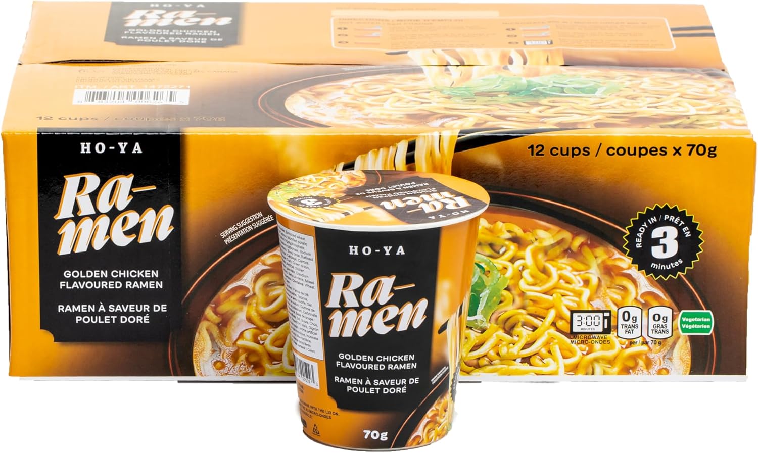HO-YA Golden Chicken Flavoured Ramen, 12 Pack 70g Noodles, Vegetarian ...