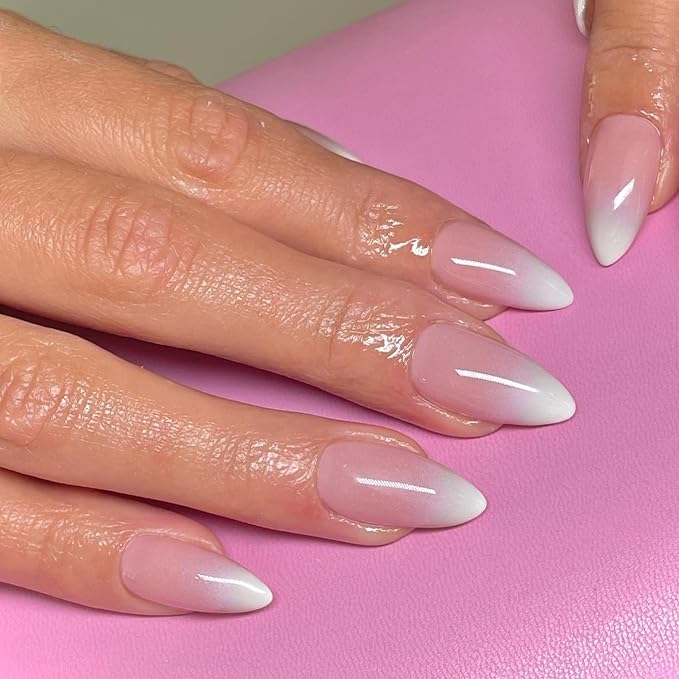 Amazon.com: Gradient Pink Nails Press ons Ombre Fake Nails,Pink and ...