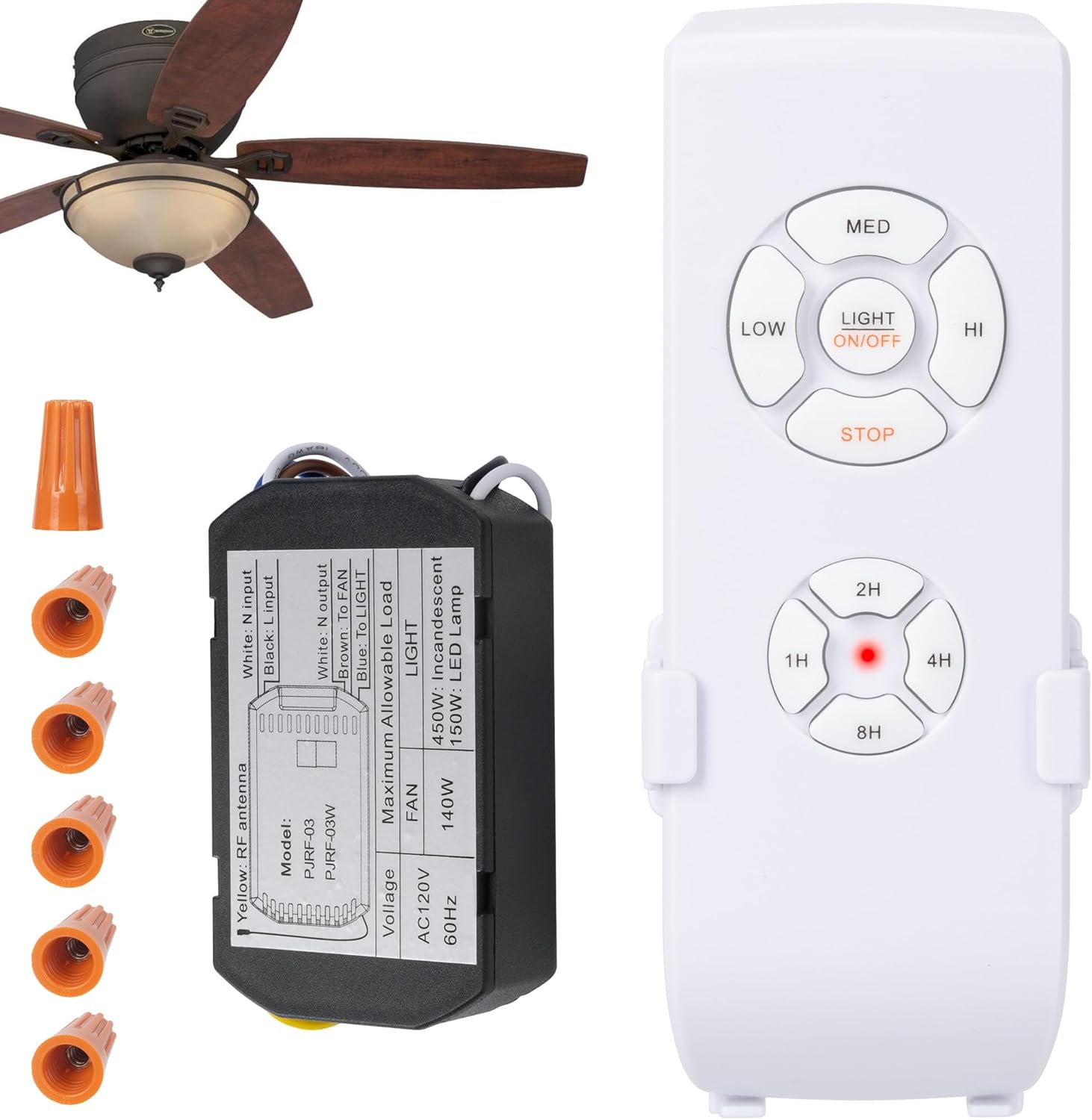 LPHUMEX Ceiling Fan Light Remote Control Kit with Ultra-Small Receiver ...