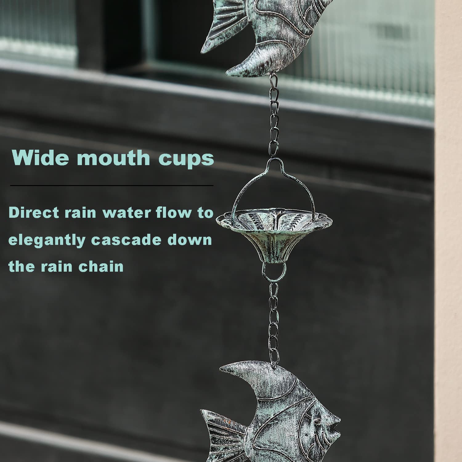 Snapklik.com : Jemeni 8.5 Length Fish & Bowl Rain Chains For Gutters ...
