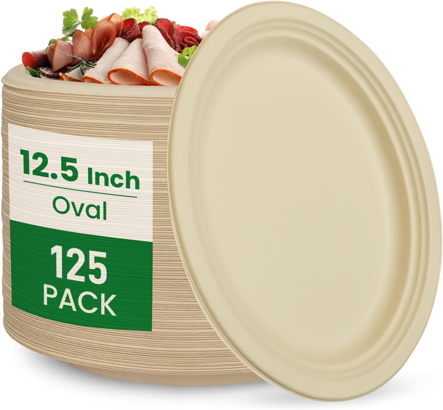 Amazon.com: 50 Pack Oval Paper Plates,100% Compostable Paper Plates,12 ...