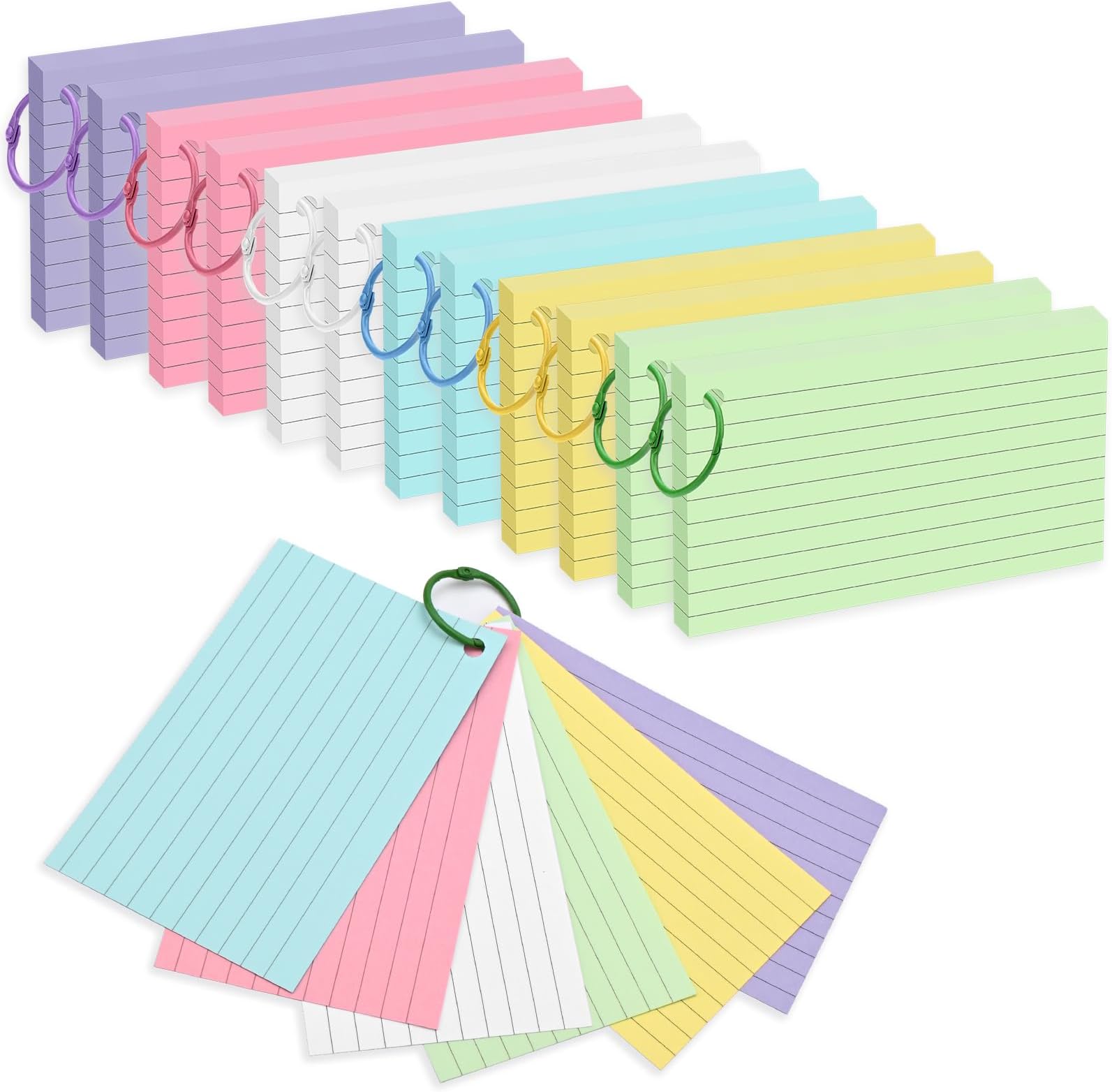 Amazon.com : BAYTORY 600-Piece Colored Index Cards, Notecards 3x5 Lined ...