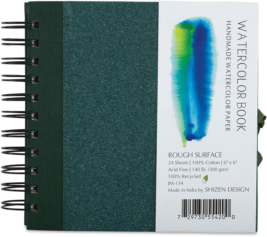 Amazon.com: Shizen Watercolor Paper Book 6" x 6" Rough