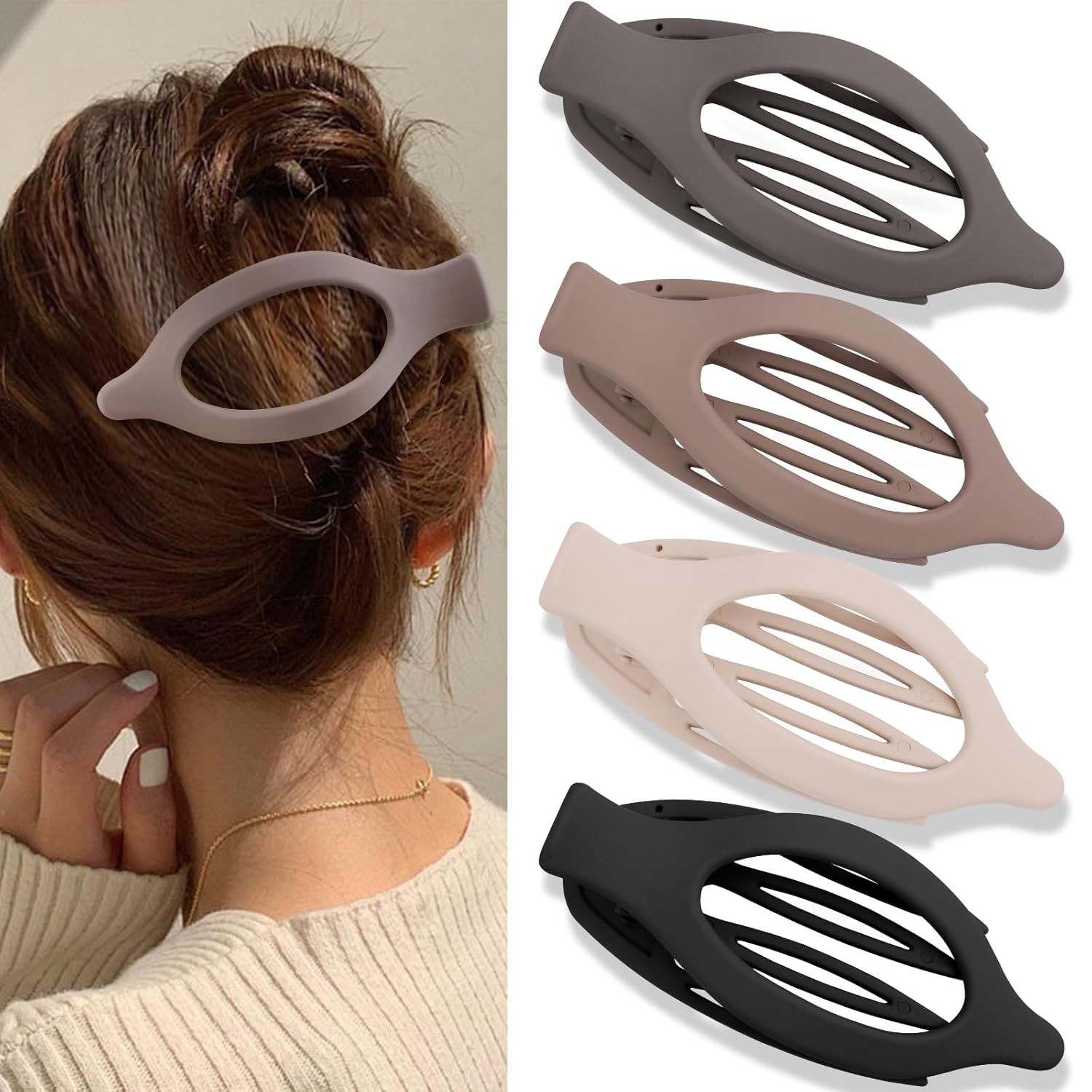 Amazon.com: Canitor 4 PCS Hair Clips for Women - Flat Claw Clips for ...