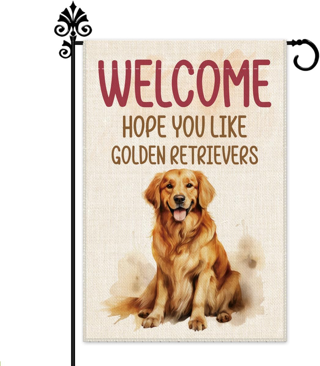 Amazon.com : Hafhue Welcome Hope You Like Golden Retrievers Garden Flag ...