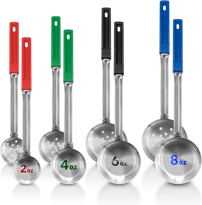 Amazon.com: Portion Control Serving Spoons (Set of 8), Slotted ...
