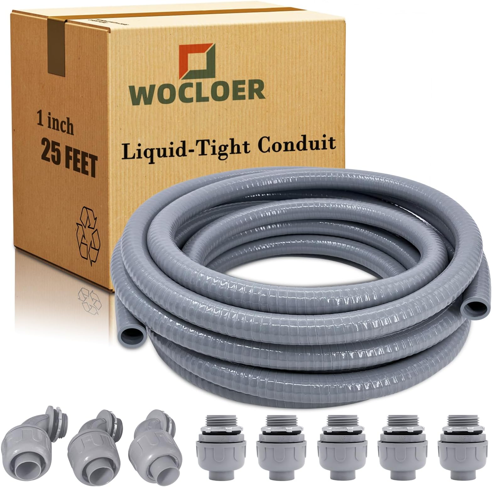 Geowaky 1/2 Inch 10 FT Liquid-Tight Conduit and Connector Kit Non ...