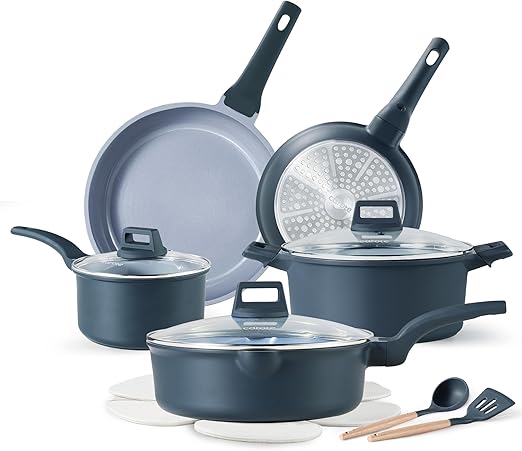 Amazon.com: CAROTE 14 Pcs Ceramic Cookware Set, Pots and Pans Set Non ...