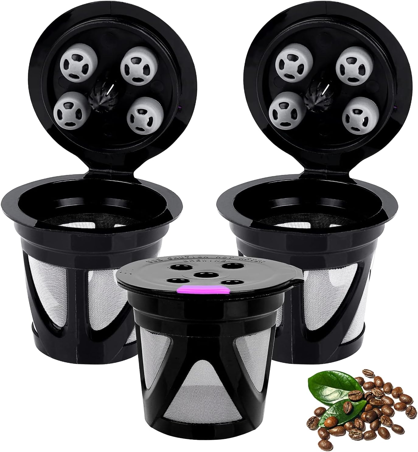 3 Pcs Reusable K Cups for Keurig, Reusable Coffee Pods with 5 Hole for ...