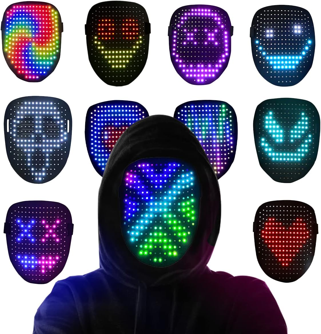 Amazon.com: COKOTEE Led Mask, Light up Mask with Gesture Sensing, Face ...