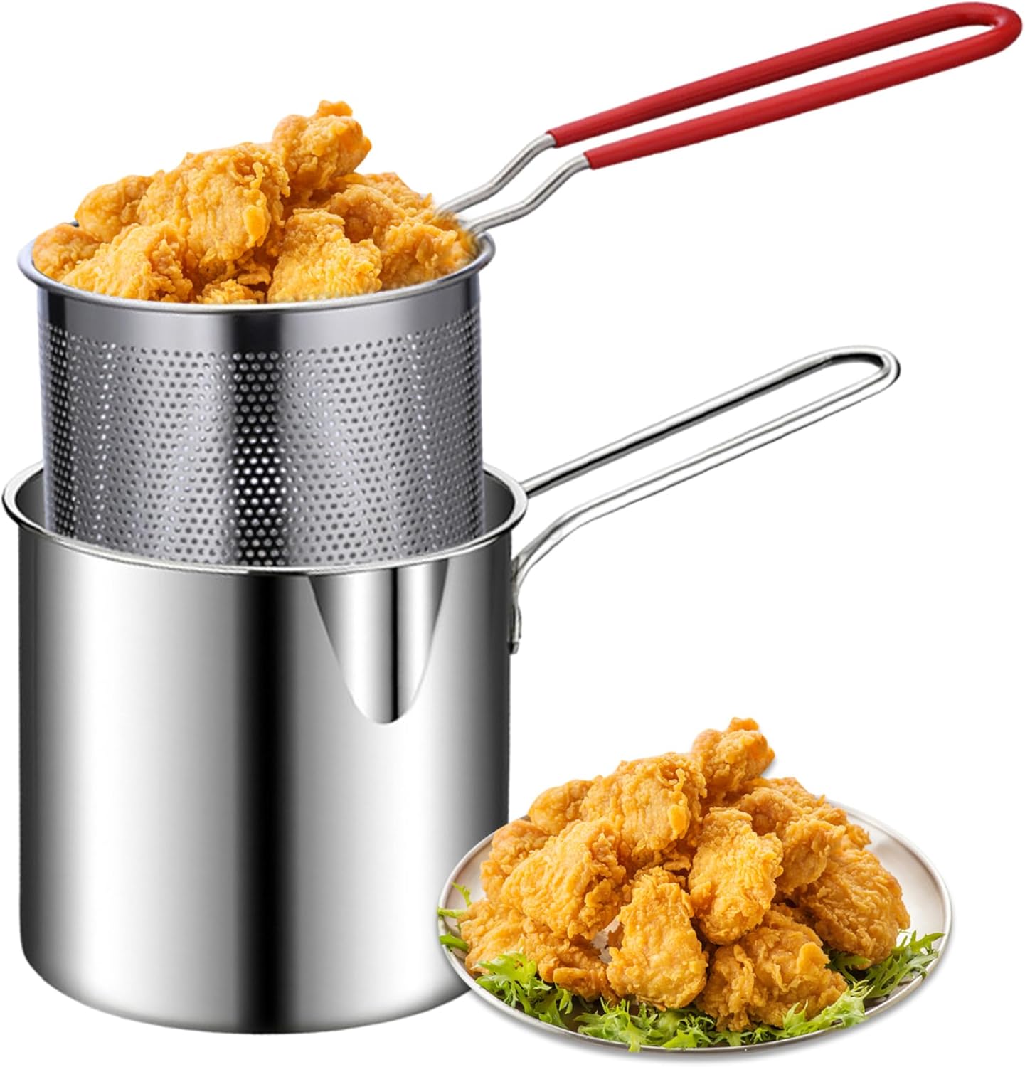 Fryers Deep Fat Fryer Deep Fryer Pot with Basket 2PCS/Set 1200ml ...