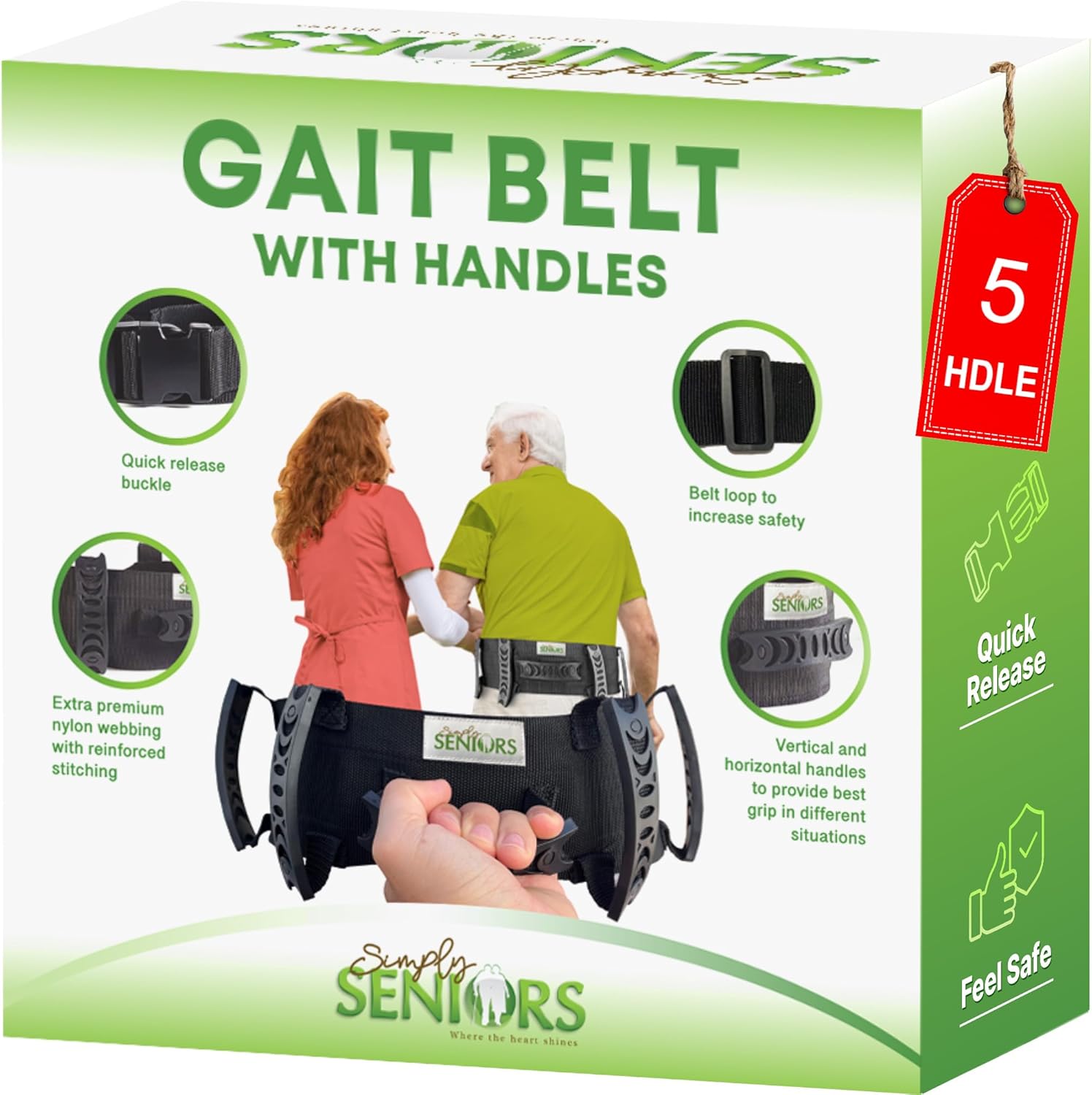 Amazon.com: Gait Belt for Seniors - Transfer Gate Belts With Handles ...