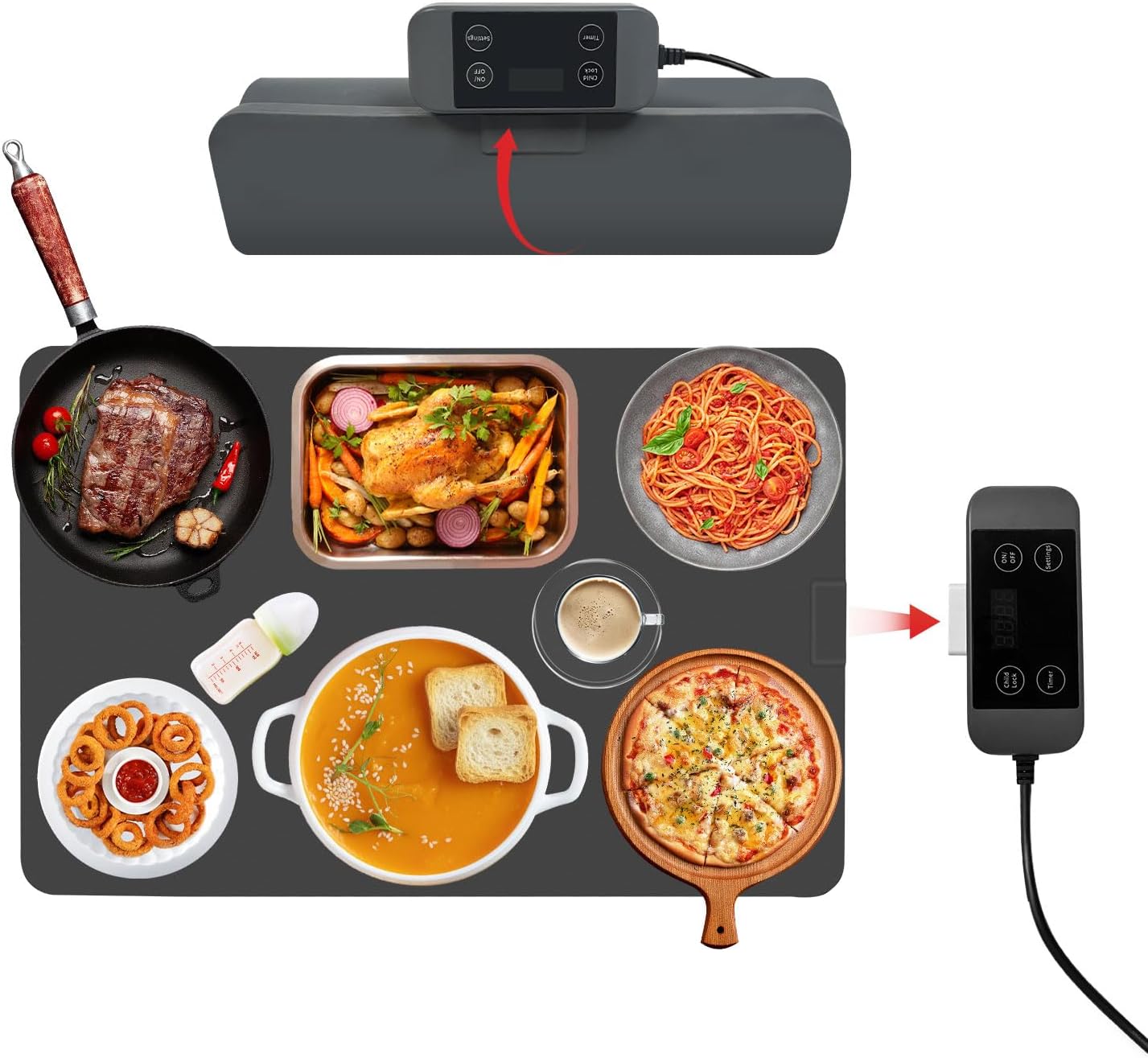 Amazon.com: Electric Food Warming Mat with Detachable Switch,Washable ...