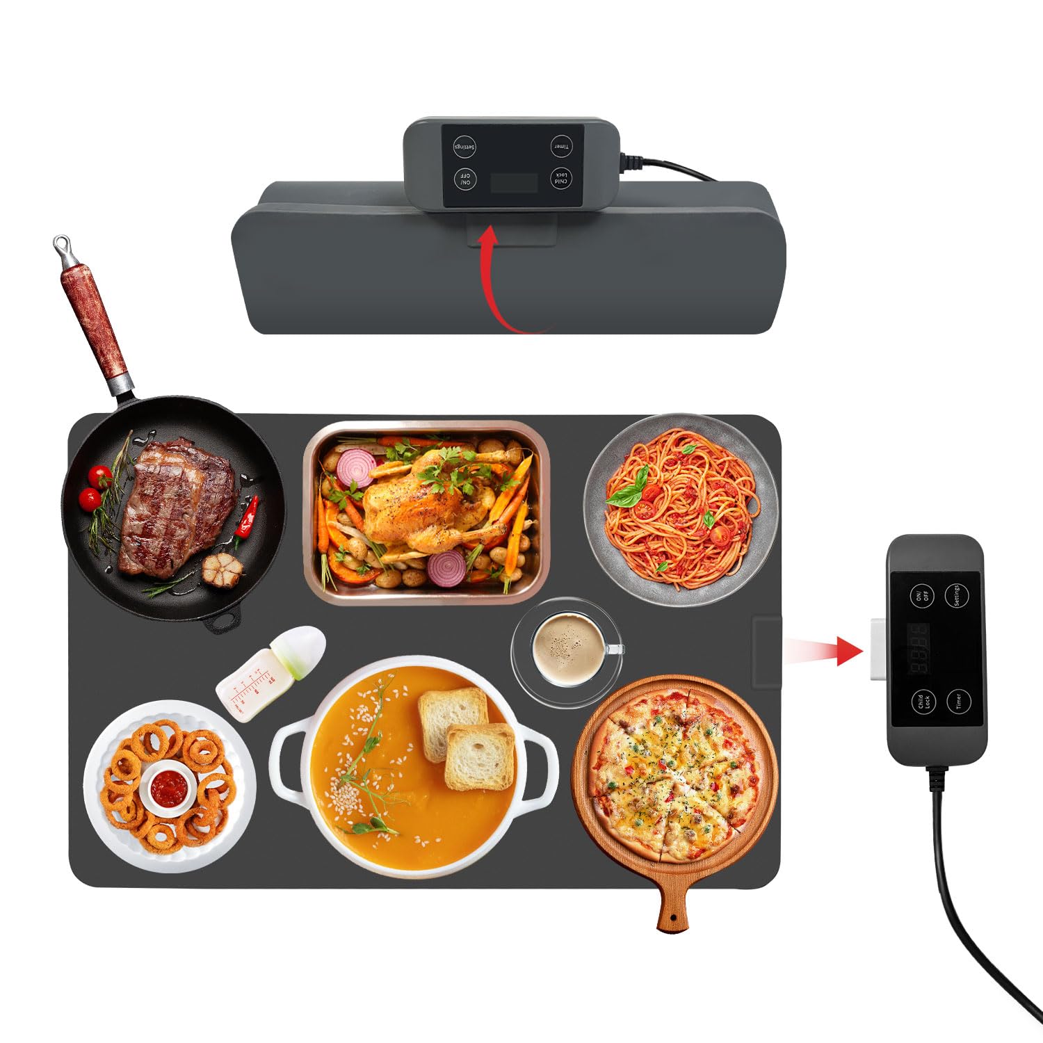 Amazon.com: Electric Food Warming Mat with Detachable Switch,Washable ...