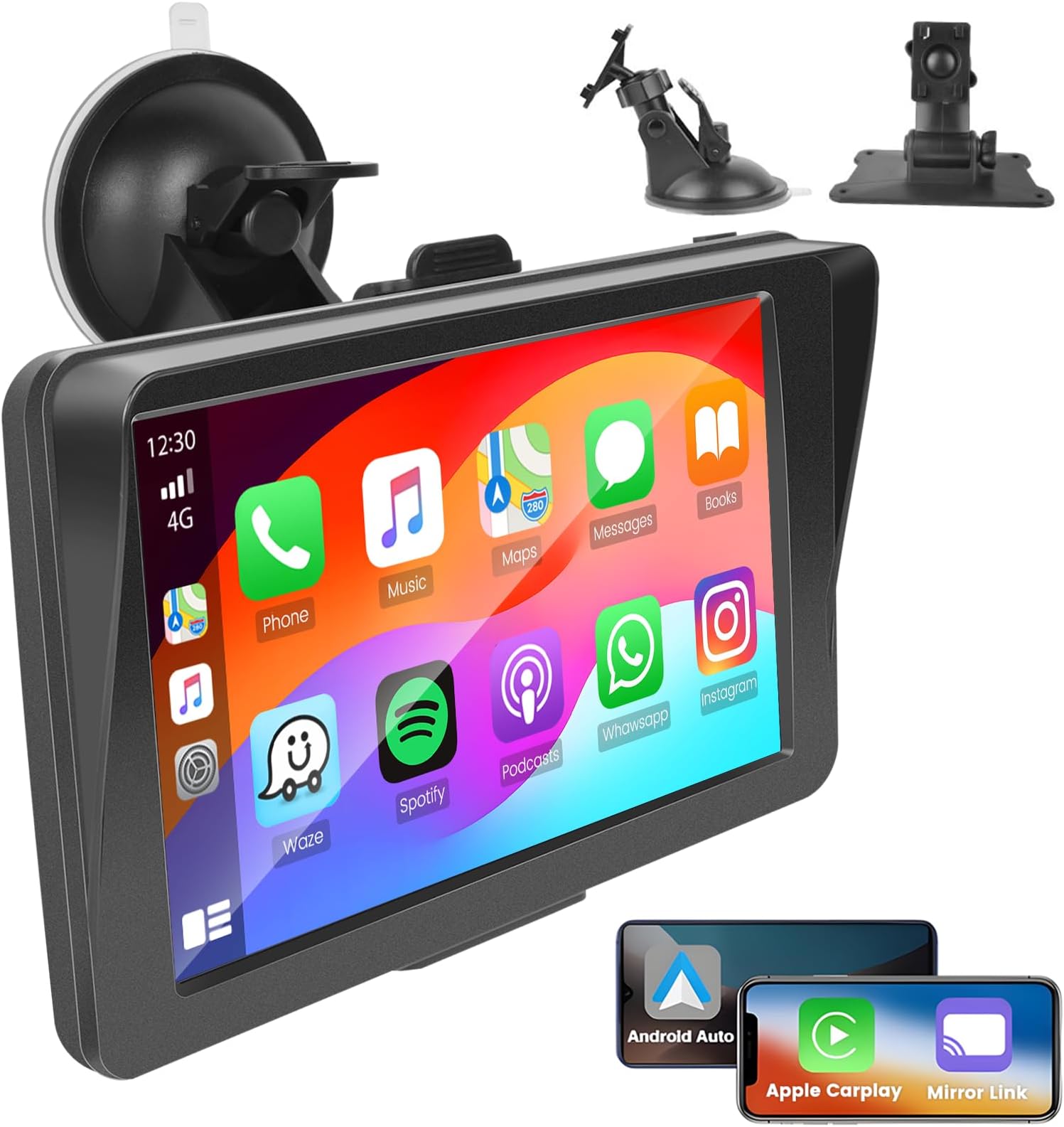 Portable Car Stereo,CarPlay Screen for Apple Car play & Android Auto,7 ...