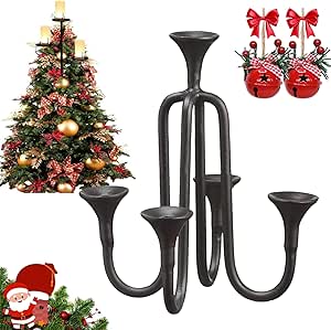 Amazon.com: Candelabra Tree Topper, Black Triple Tree Topper, Christmas ...