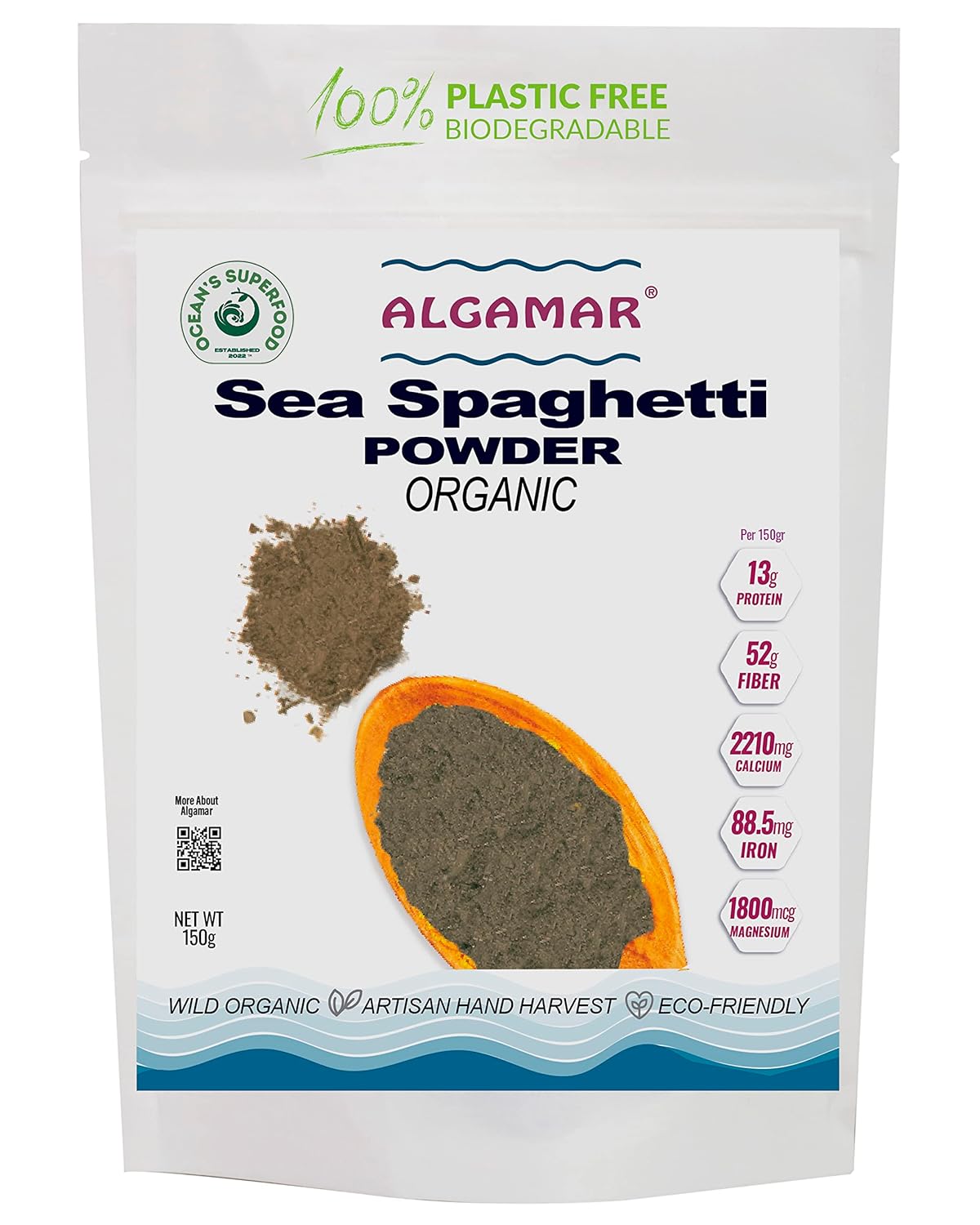 Amazon.com : ALGAMAR Organic Sea Spaghetti Powder, 150g Bag. Dried Kelp ...