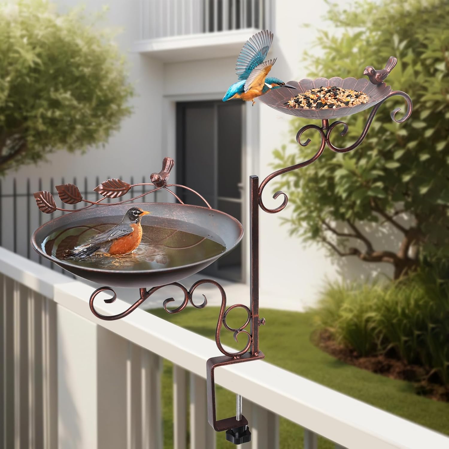 Amazon.com: MUMTOP Deck Mounted Bird Baths for Outdoors, Metal Bird ...