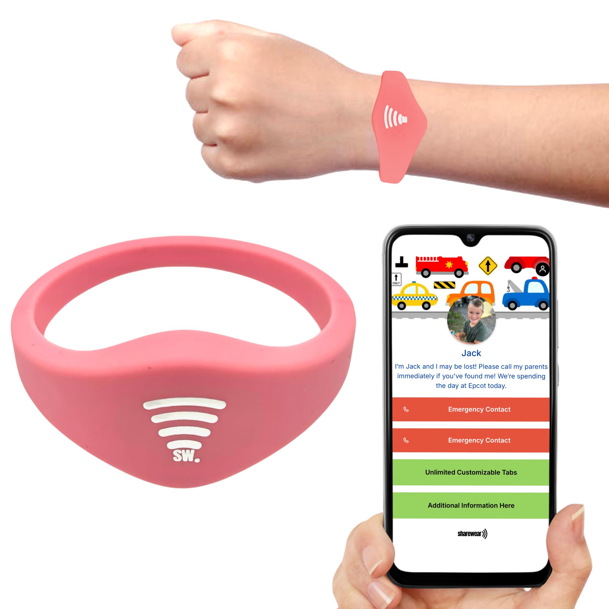 Amazon.com : Smart Bands for Kids if Lost, Child Safety ID Wristband ...