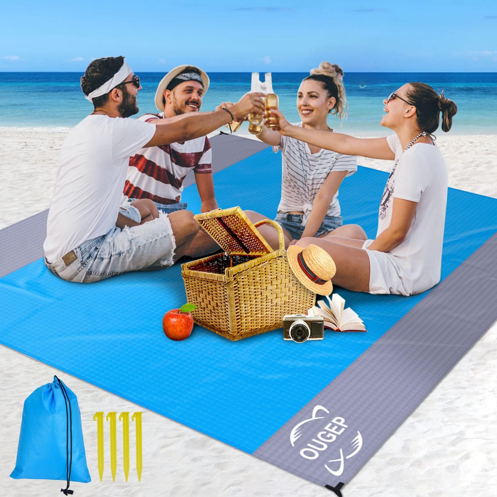 Amazon.com: Beach Blanket Sand Proof Beach Mat Sand Free Extra Large ...